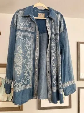 We The Free | Tops | We The Free Oversized Denim Jacket In Light Blue ...
